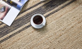 Diamond Carpets India, Ručně vázaný kusový koberec Agra Bridge HL 76 Natural Black, 80x150, béžová, chodba / předsíň