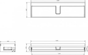 Mexen Box-A, závěsná skříňka 160 cm, 1 zásuvka, grafitová matná, 91AX0-1600-235-1-66