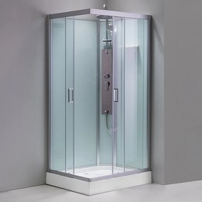 BPS-koupelny Hydromasážní box HYD-AL100 levý, 100x80 cm, kartáčovaný chrom/transparent