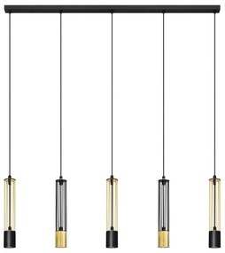 LED Lustr na lanku BARS 5xGU10/4,8W/230V černá/zlatá