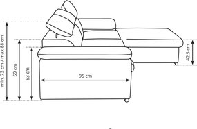 Sedací souprava COOL | 281x191 cm | rozkládací + úložný prostor | PRAVÁ | lounge 21 tmavě šedá