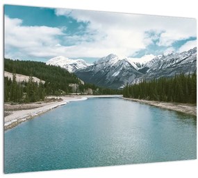 Skleněný obraz horské krajiny (70x50 cm)