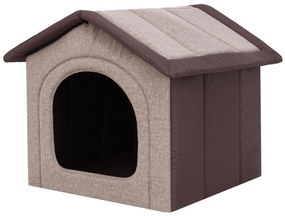 HobbyDog Pelíšek pro psa Bouda - cappuccino s hnědou VELIKOST: R3 - 52 x 46 x 53 cm