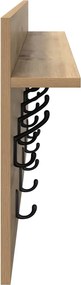 věšák, nástěnný, 1 prkno, háčky, kompozitní dřevo, 40x100x12 cm, dub artisan, Dekorino TK20260019