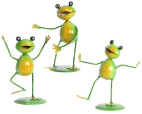 Zahradní kovová figurka Frogs, sada 3ks, 7,5 cm, vícebarevná