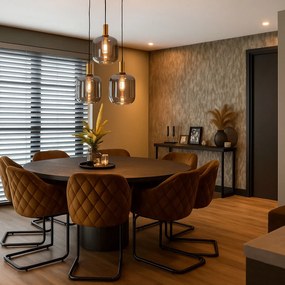 Designové závěsné svítidlo černé se zlatem a kouřovým sklem 3-světlo - Zuzanna