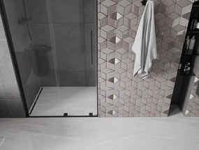 Mexen Velar L, posuvné sprchové dveře do otvoru 110 cm, 8mm čiré sklo, černá matná, 871-110-003-01-70