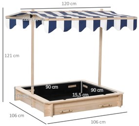 Pískoviště Outsunny s víkem, nastavitelné, pískoviště, dětské pískoviště, jedlové dřevo, příroda | Aosom.de