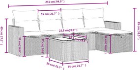 6dílná zahradní sedací souprava s poduškami šedá polyratan 3263476
