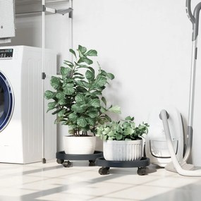 Vozíky na rostliny na kolečkách 2 ks šedé průměr 34 cm 35 kg 154609