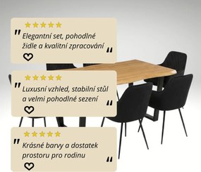 Vikio Jídelní set pro 6 osob 160x90 cm dub noha U černá židle s područkami VJS166-6C