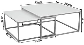 Konferenční stolky, set 2 ks, chrom/bílá, ENISOL TYP 1