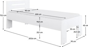 Postel BASIS, 90x200, bílá Kondela 0000402510