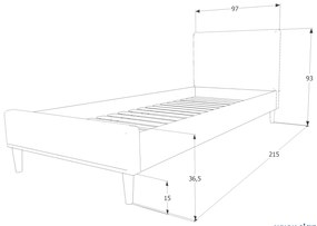 Čalouněná postel ACOMA 90 x 200 cm šedá