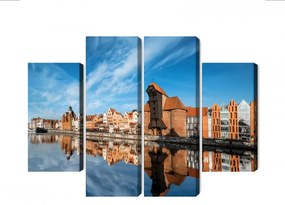 Vícedílný obraz Panorama Gdaňsku S Výhledem Na Řeku Nedostatek Nedostatek Přírodní plátno 160x120