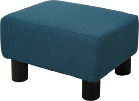 HOMCOM Nízka podnožka do obývacího pokoje s potahem z lnu, obdélníková, s dřevěnou konstrukcí, Námornická modrá