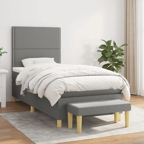 Box spring postel s matrací tmavě šedá 90x200 cm textil 3137046