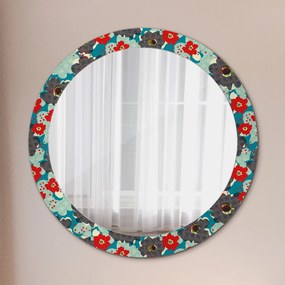 Kulaté dekorativní zrcadlo Retro květiny vzorec fi 80 cm