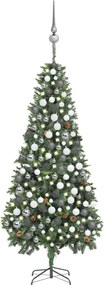 vidaXL Umělý vánoční stromek LED osvětlení sada koulí a šišky 210 cm [3077798] Barva: green and rose