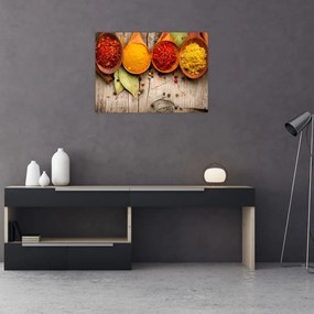 Skleněný obraz - Koření na dřevě (70x50 cm)