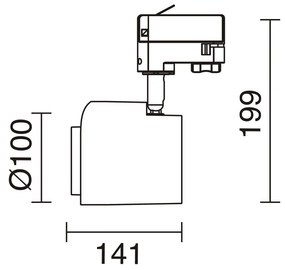 Indeluz 825R-L3835B-02 stropní bodové LED svítidlo pro lištový systém Land, černé, 35W, 2700K, 38°, ø10cm