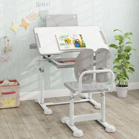 Costway Dětský psací stůl s židlí Výškově nastavitelný dětský