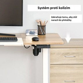 Vinsetto Kancelářský stůl výškově nastavitelný, bílý/dekor dřevo, 140 x 70 x 72-116 cm 920-071V90WT