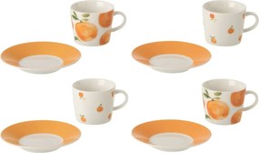 Kávová sada 4 espresso šálků s podšálky Casa Naranja - Ø 11*6 cm / 90 ml