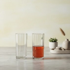 Sada 4 ks vysokých sklenic ELISE STRIPES 360 ml čirá