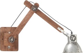 Nástěnná lampa industriální styl stříbrná kulatá E27 320575
