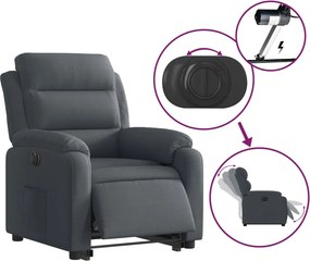 Elektrické zvedací polohovací křeslo tmavě šedé samet 3205115