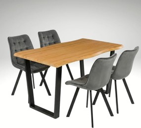 Vikio Jídelní set pro 4 osoby 160x90 cm dub noha U šedá židle VJS156-4S-S