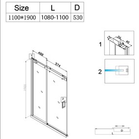 BPS-koupelny Posuvné sprchové dveře HYD-PD03C 110 černé/transparent pro instalaci do niky + vanička HYD-OSV-ST03B černá