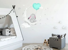 Krásná dětská nálepka na zeď pro chlapečka zamilovaný zajíček