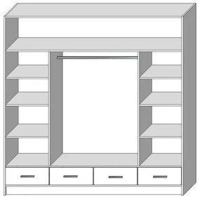 Šatní skříň se zrcadlem SANNA 200x200 cm dub craft