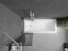 Mexen Next, vanová zástěna 1-křídlová 50 x 150 cm, fixní křídlo, 6 mm šedé sklo, bílý profil, 895-050-000-00-40-20