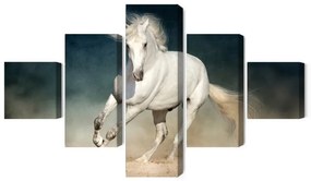 Vícedílný obraz Bílý Kůň Ve Cvalu Nedostatek Nedostatek Přírodní plátno 200x120