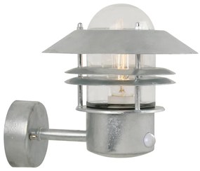 Nordlux 25031031 Blokhus Up Sensor, venkovní nástěnné svítidlo v severském designu se senzorem, 1x60W, galvanizované, výška 23cm, IP54