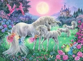 Ravensburger Třpytivé puzzle Jednorožci v měsíčním světle / 100 dílků