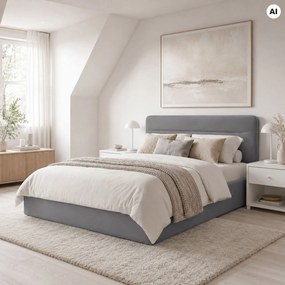 Čalouněná postel s úložným prostorem a roštem Matteo 140x200 cm - Světle šedá