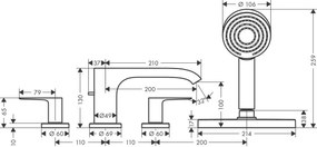 Hansgrohe Vivenis, 4-otvorová baterie na okraj vany, sBox, černá matná, 75444670