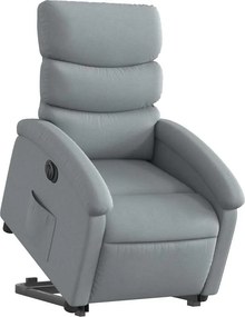 Elektrické zvedací polohovací křeslo světle šedé textil 3204002