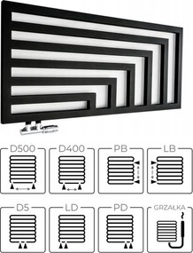 Regnis Kreon Zenit, topné těleso 1400x550 mm, 678W, černá matná, KZ140/55/PD/D7/BLACK
