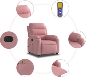 Elektrické masážní polohovací křeslo růžové samet 3205085