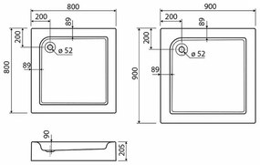 KOLO Standard Plus Sprchová vanička 90 x 90 cm s panelem, bílá XBK1490000