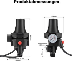 Tlakový spínač pro domácí vodárnu Wiltec SKD-3 – 230 V, 10 bar, černá (51248)