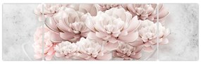 Obraz - Růžové květy na zdi (170x50 cm)