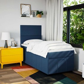 Box spring postel s matrací modrá 90x200 cm textil 3293850