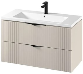 Cersanit Tirso, závěsná umyvadlová skříňka 994x447x572 mm + keramické umyvadlo, béžová matná, S801-548