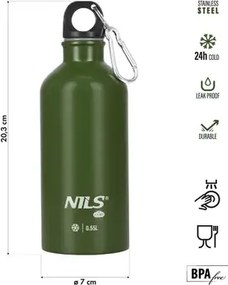 NILS Camp NC3801 Nerezová turistická láhev zelená 500 ml
